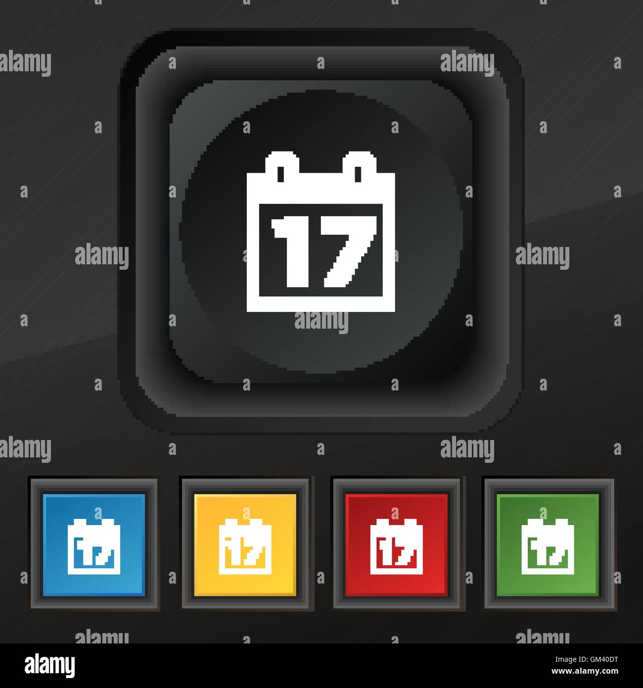 Calendar, Date or event reminder icon symbol. Set of five colorful ...