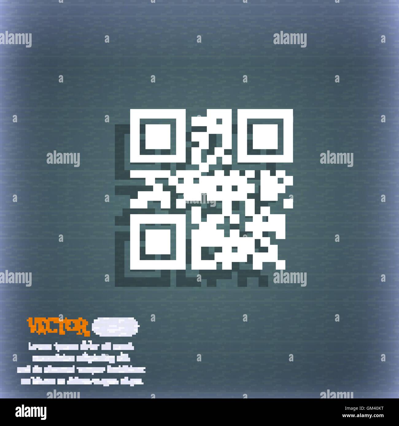 Qr code icon symbol on the blue-green abstract background with shadow ...