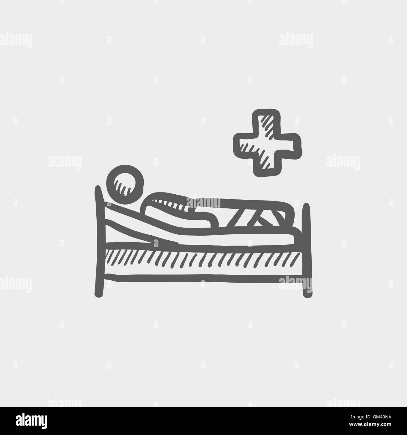 Patient is lying in medical bed sketch icon Stock Vector Image & Art ...