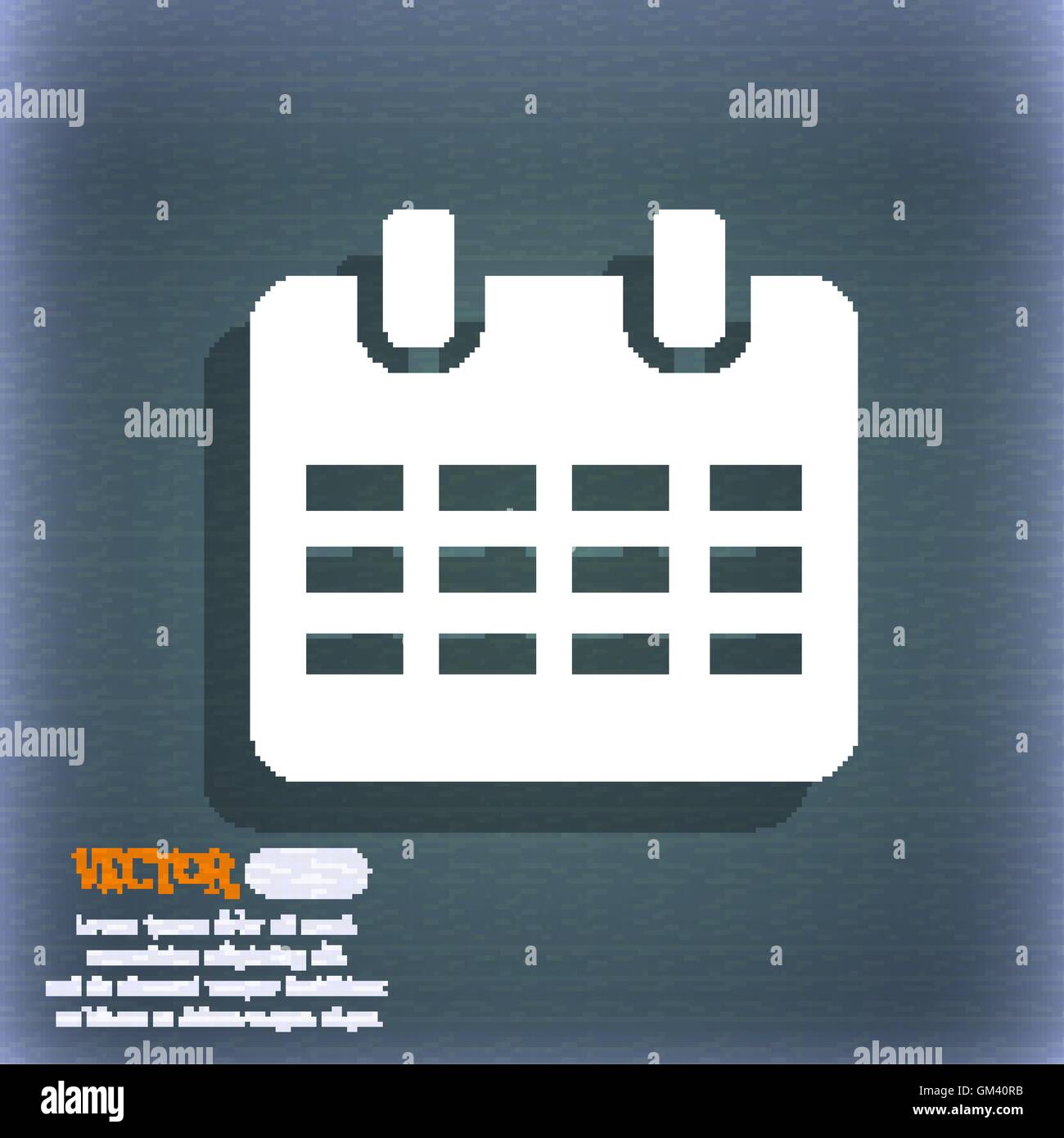 Calendar, Date or event reminder icon symbol on the blue-green abstract ...