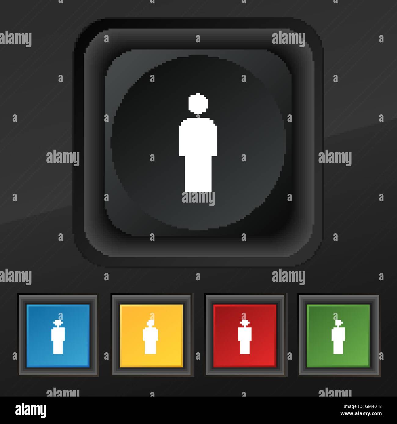 Human, Man Person, Male toilet icon symbol. Set of five colorful ...