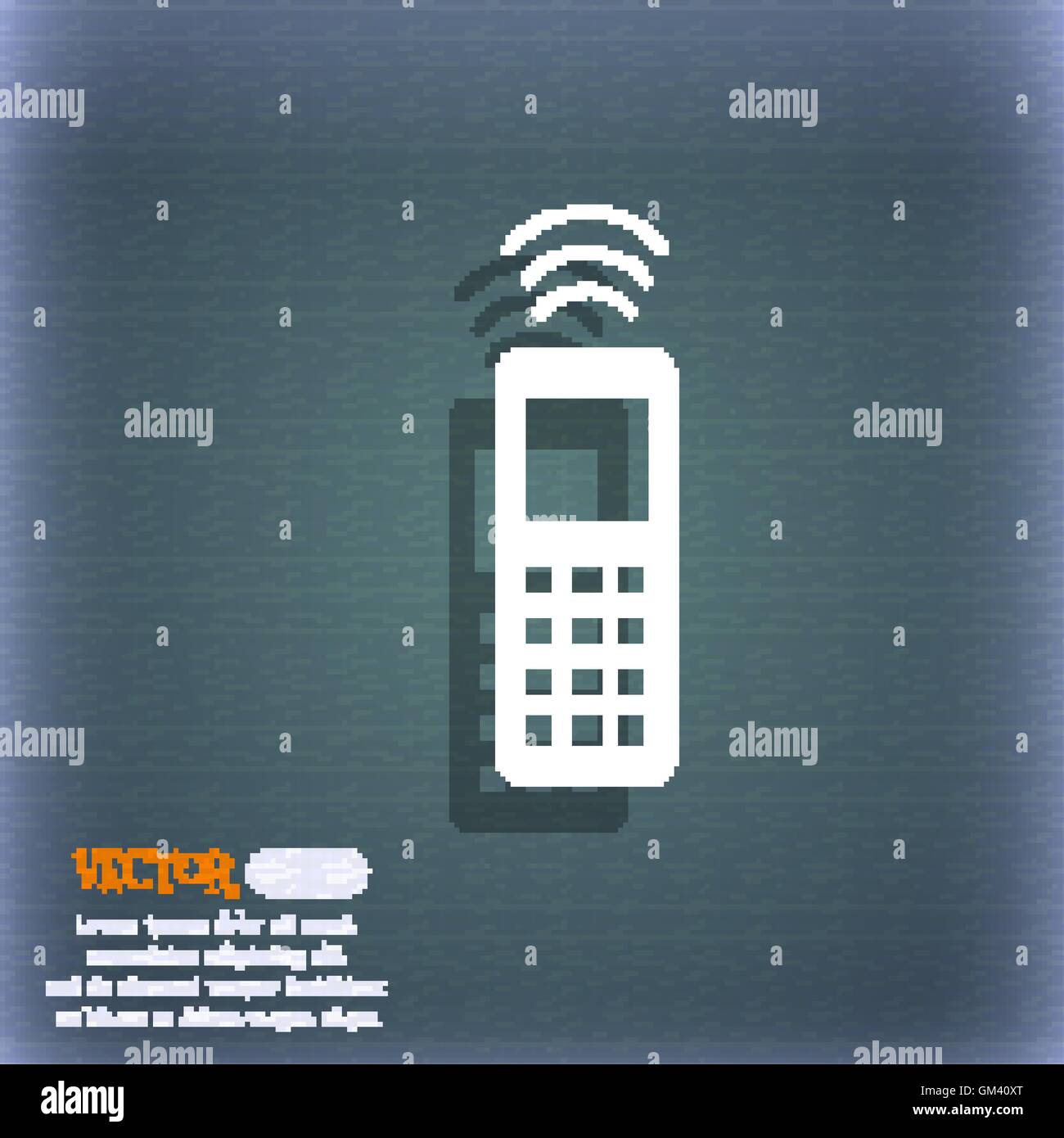 the remote control icon symbol on the blue-green abstract background ...