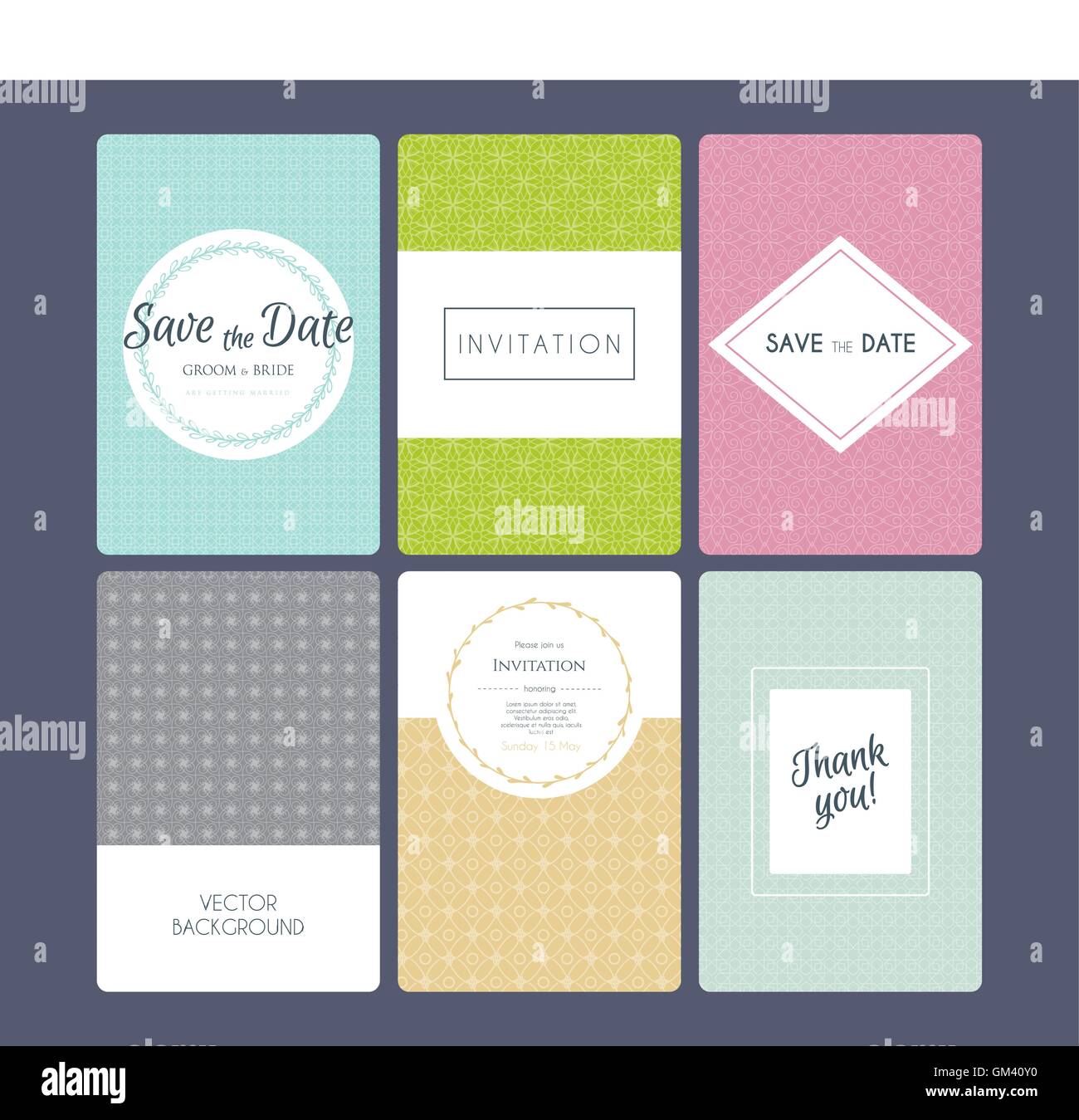Wedding invitation cards set Stock Vector Image & Art - Alamy