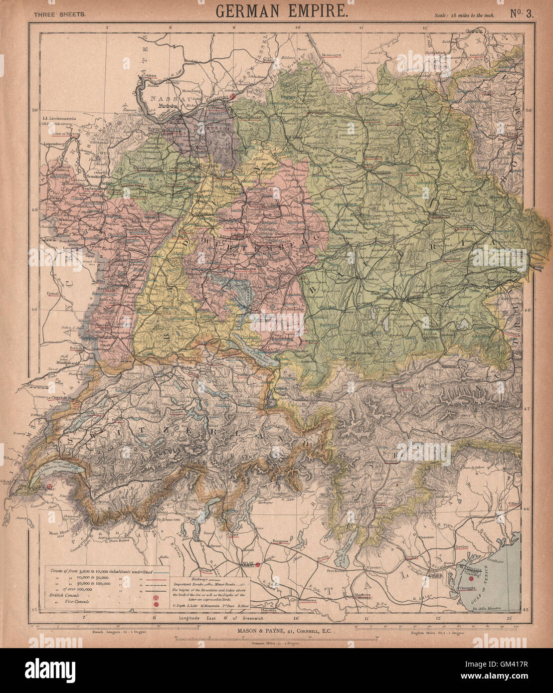Map germany switzerland 19th century hi-res stock photography and ...