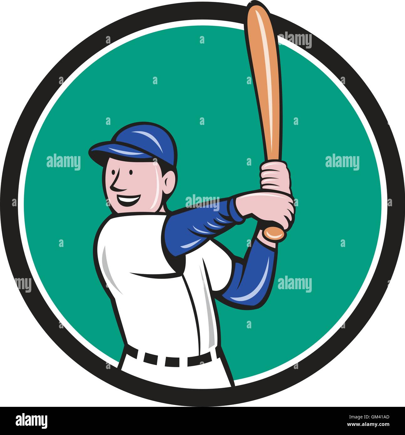 Baseball Player Batting Stance Circle Cartoon Stock Vector Image & Art ...