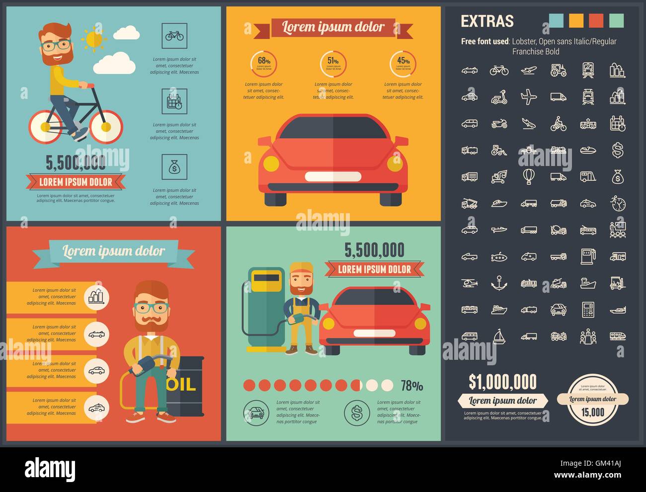 Transportation flat design Infographic Template Stock Vector Image ...