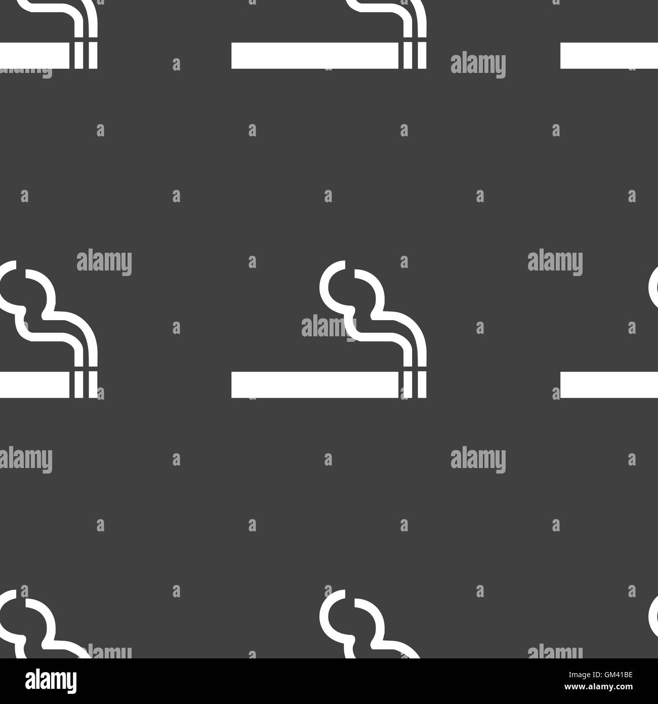 cigarette smoke icon sign. Seamless pattern on a gray background ...