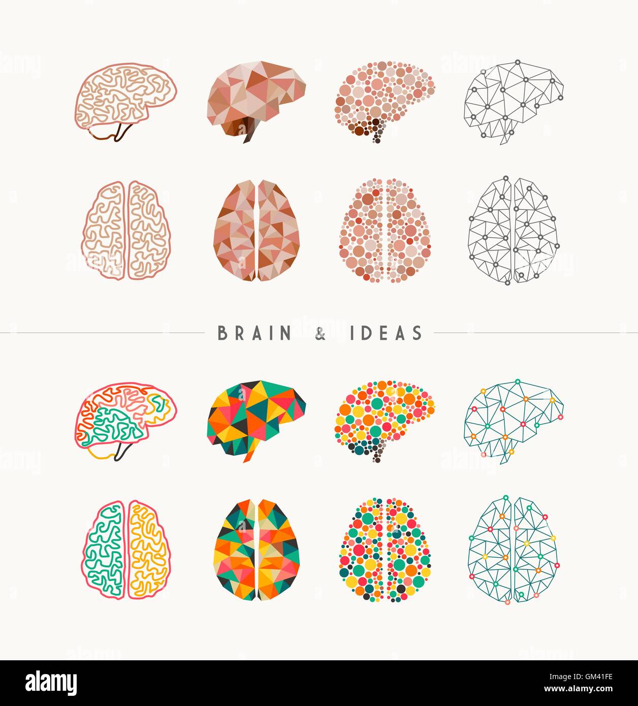 Brain and ideas icon set illustration Stock Vector Image & Art - Alamy
