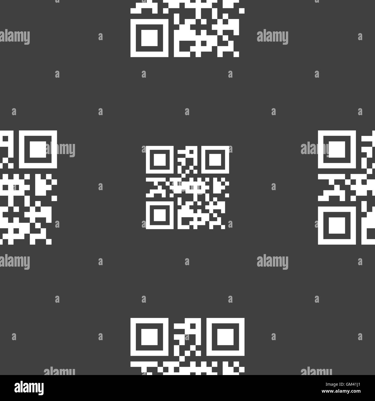 Qr code icon sign. Seamless pattern on a gray background. Vector Stock ...
