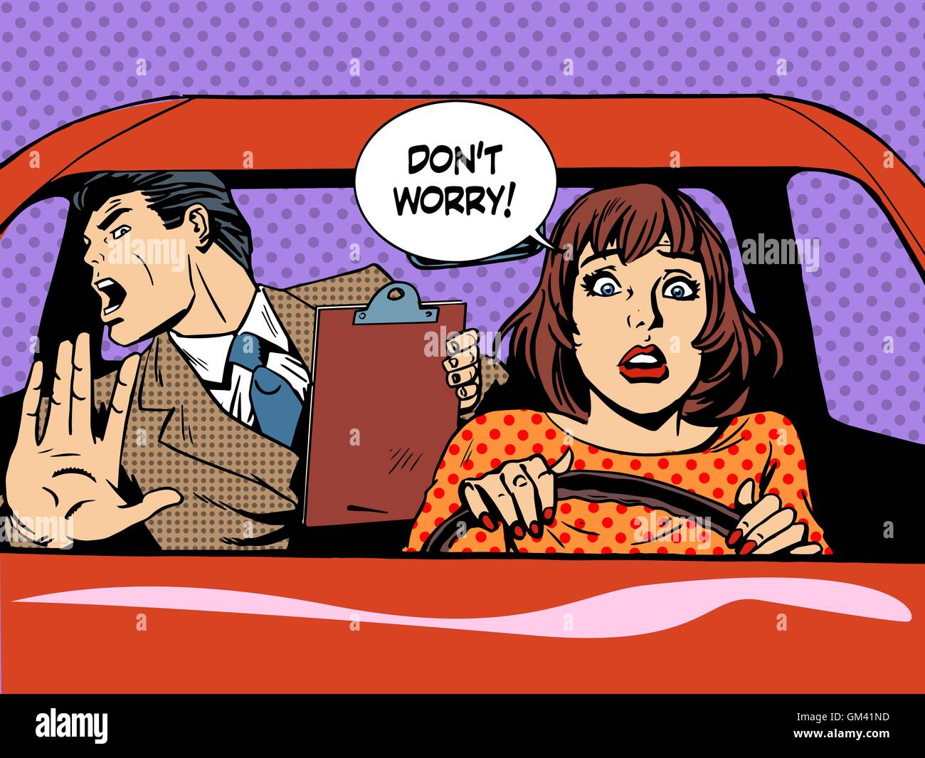woman driver driving school panic calm Stock Vector Image & Art - Alamy