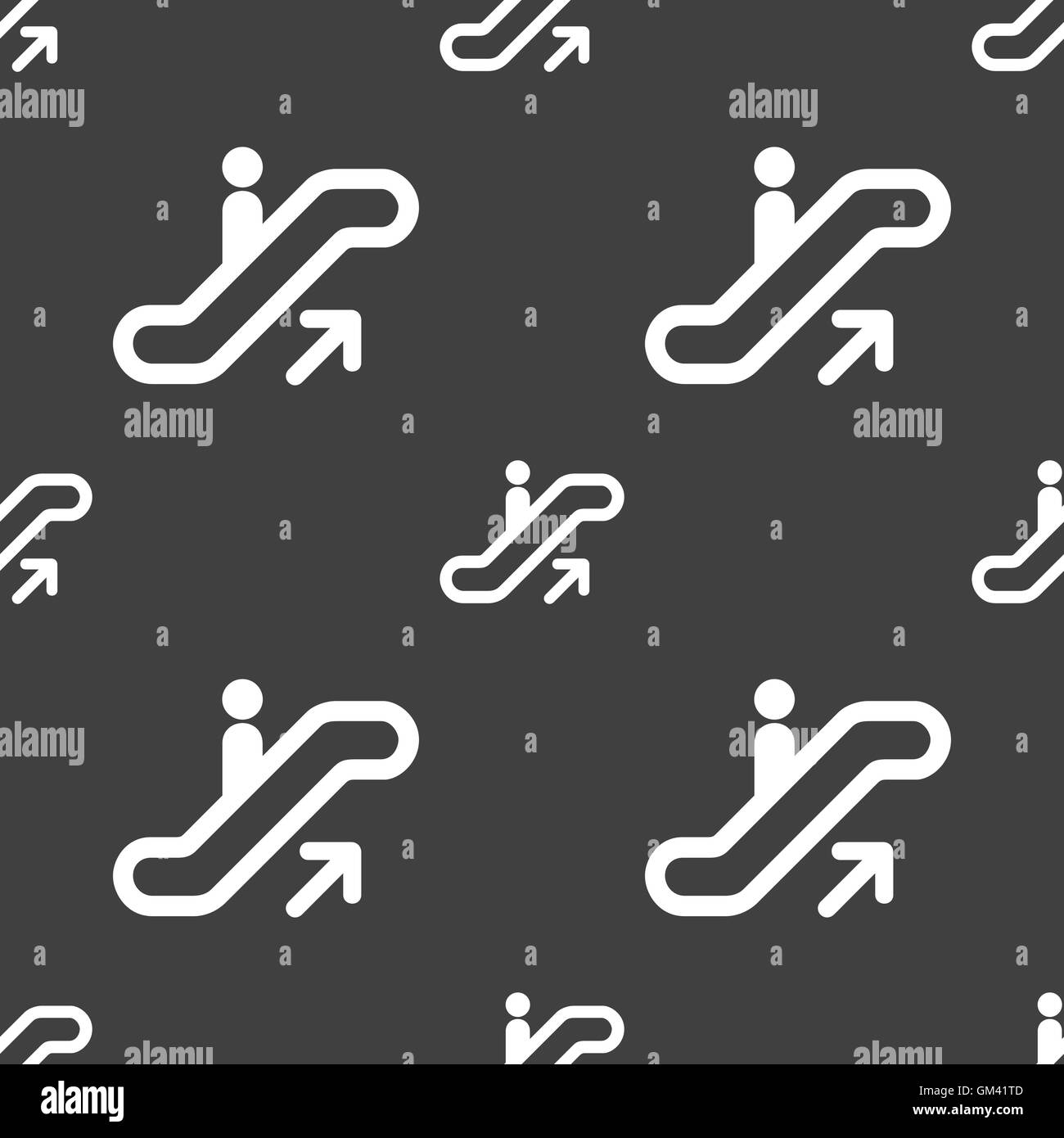elevator, Escalator, Staircase icon sign. Seamless pattern on a gray background. Vector Stock ...