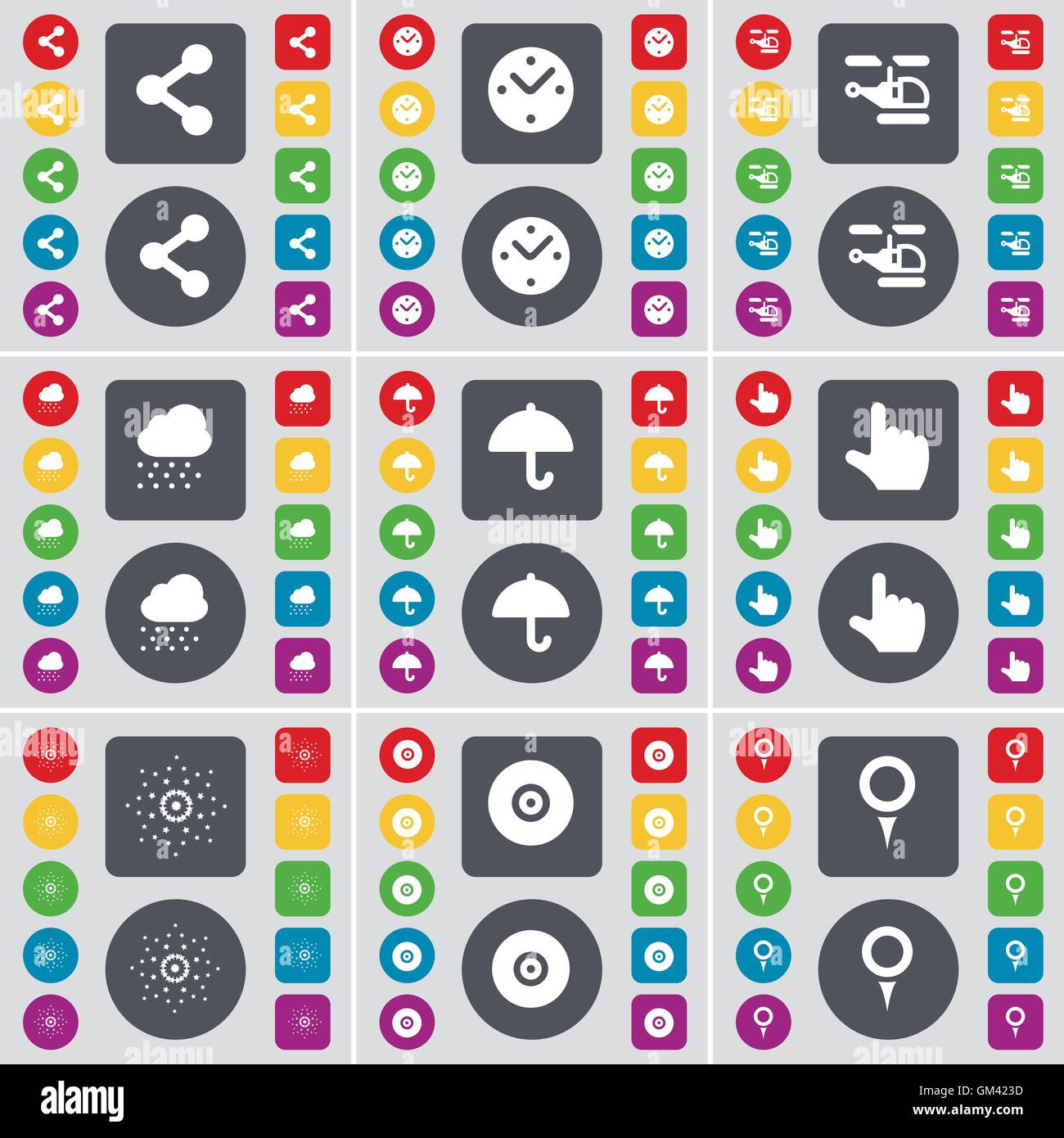 Share, Clock, Helicopter, Cloud, Umbrella, Hand, Star, Disk, Checkpoint ...