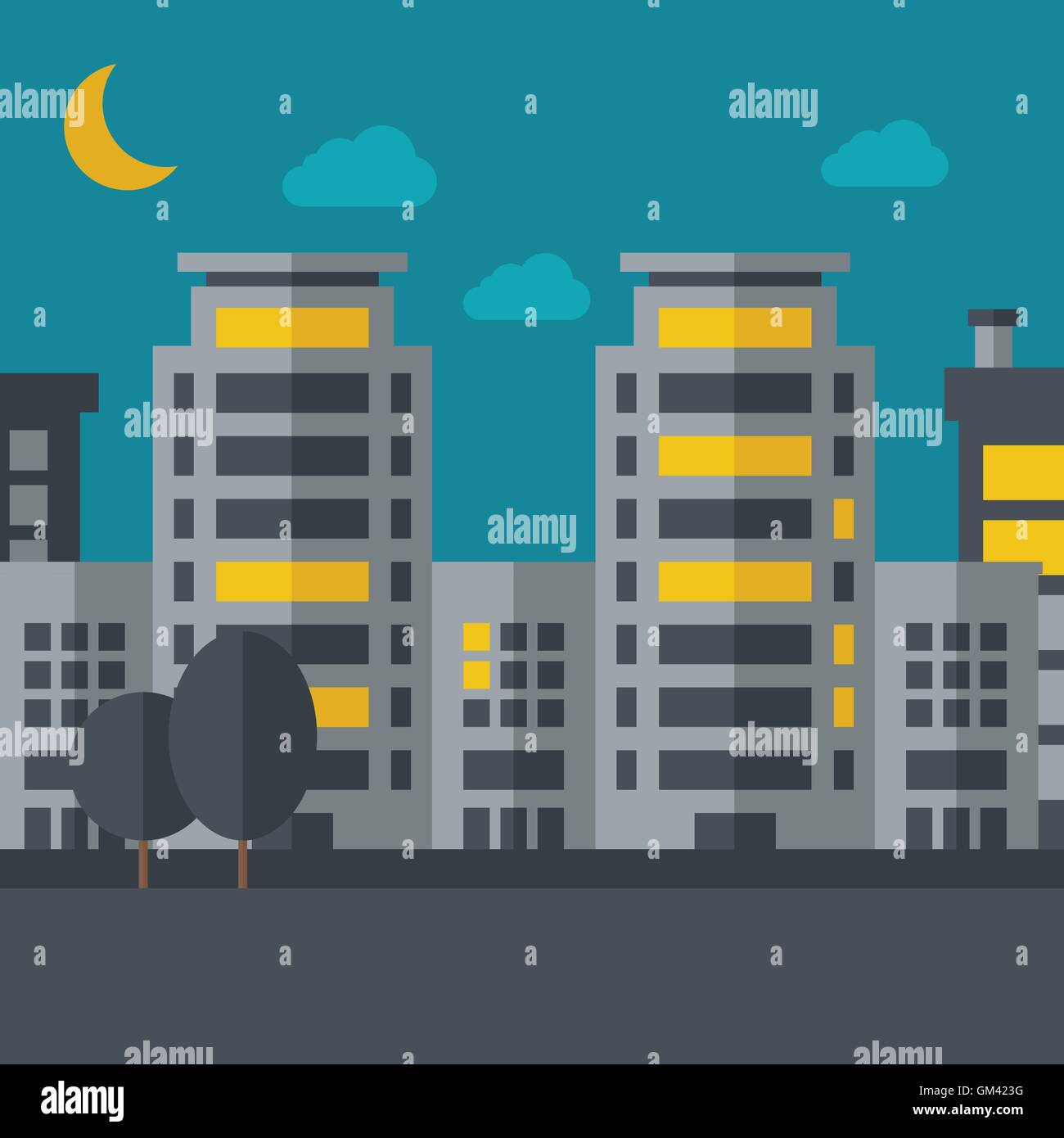 Night lights scene Stock Vector Images - Alamy
