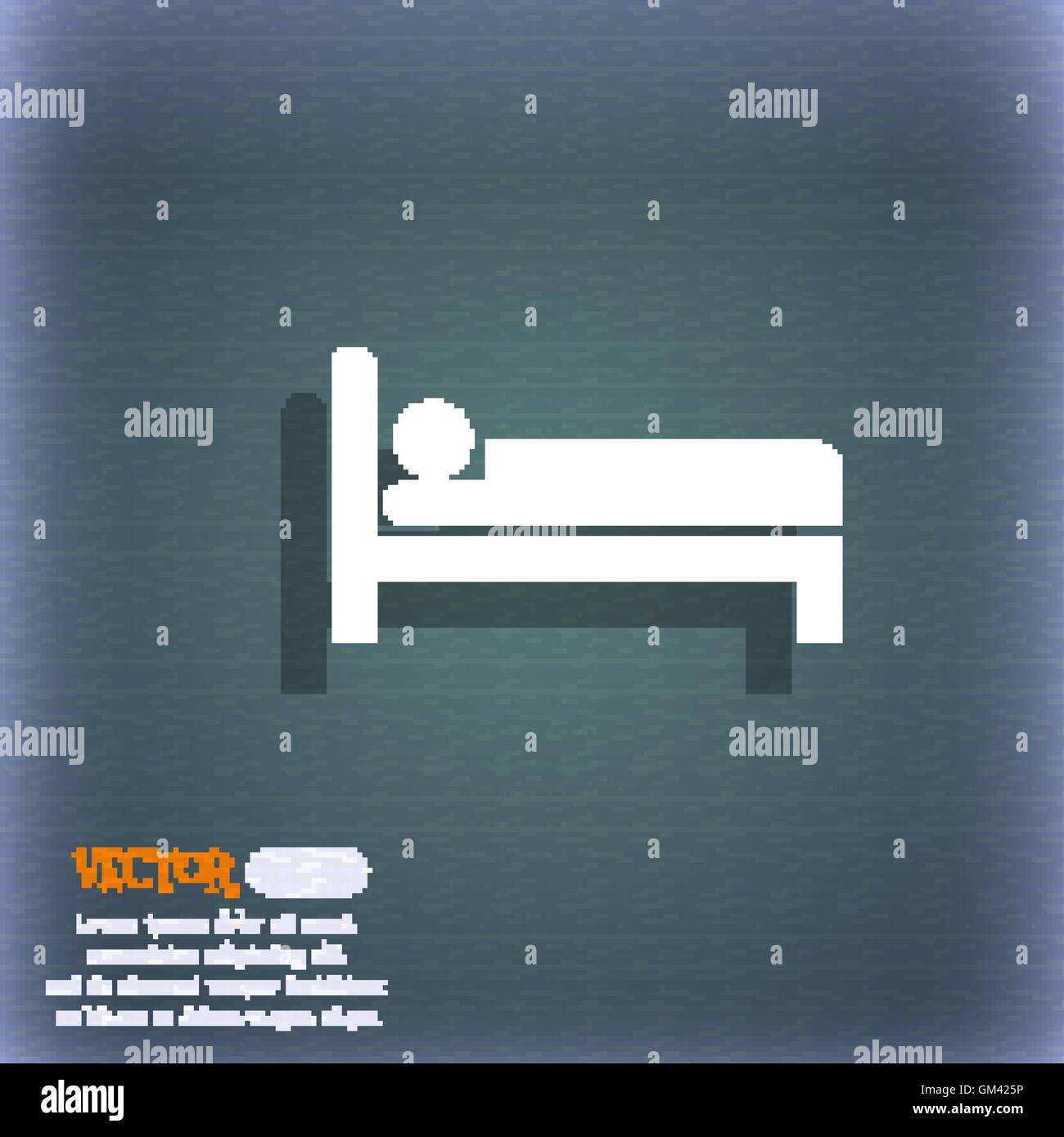 Hotel icon symbol on the blue-green abstract background with shadow and ...