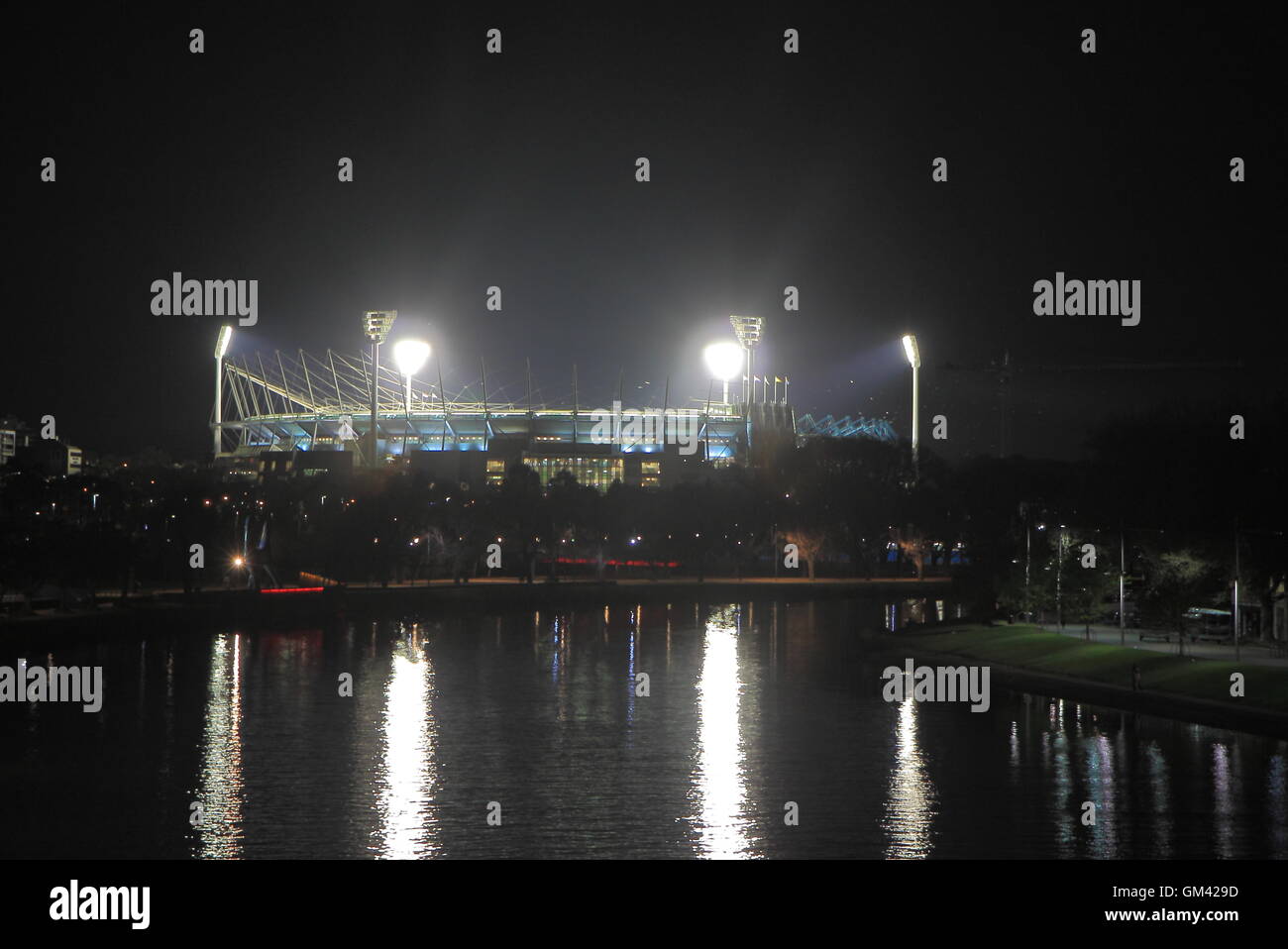 MCG by night over Yarra river Melbourne Australia Stock Photo - Alamy