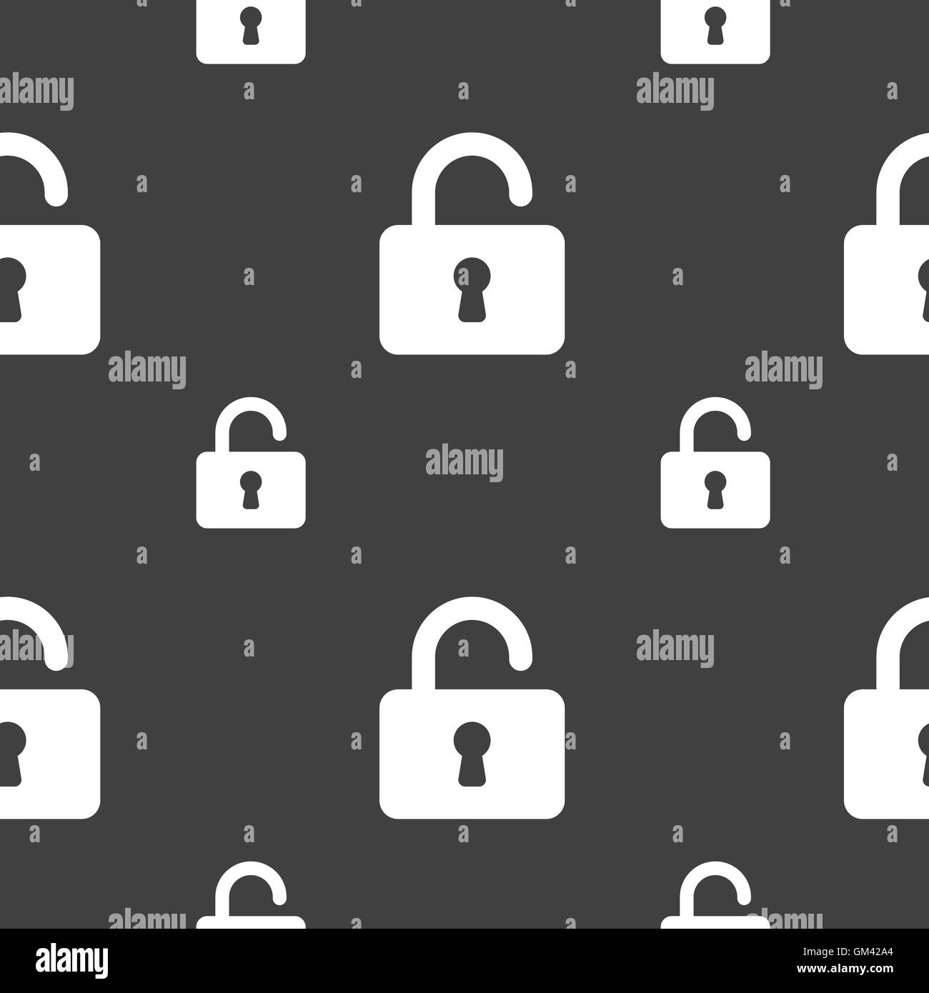 Open Padlock icon sign. Seamless pattern on a gray background. Vector ...