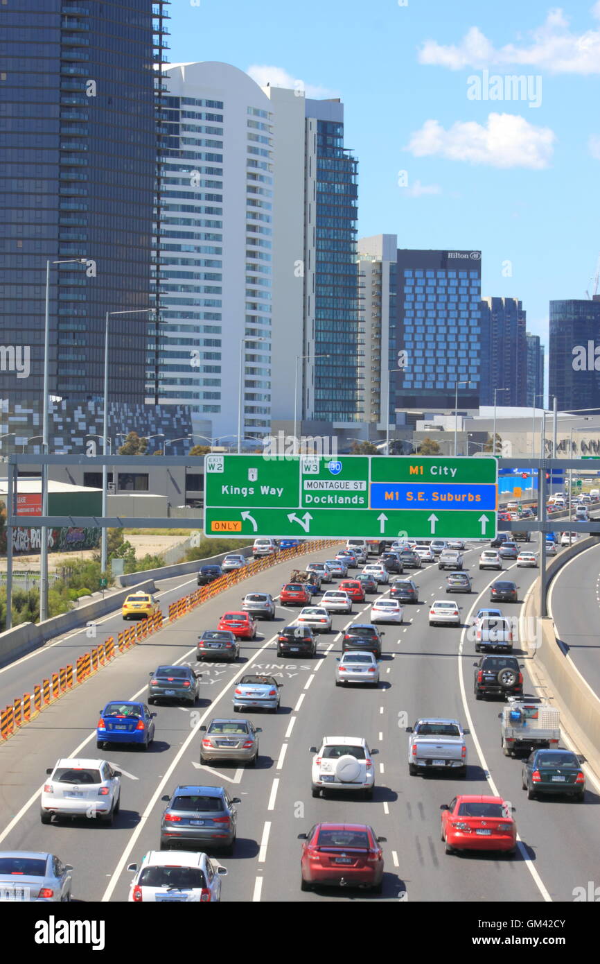 Melbourne's traffic jam on M1 Freeway in Melbourne Australia Stock ...