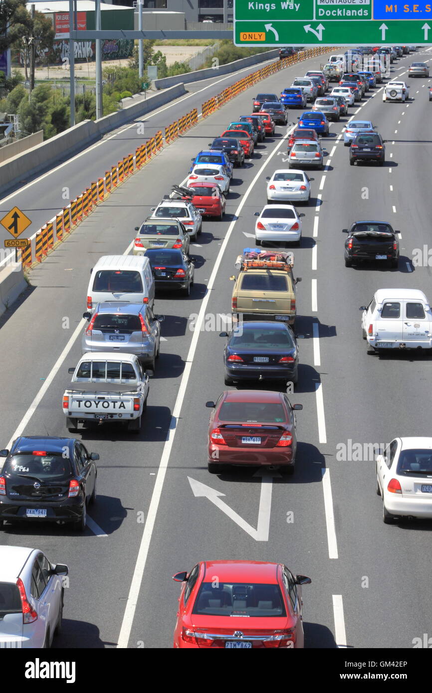Melbourne's traffic jam on M1 Freeway in Melbourne Australia Stock ...