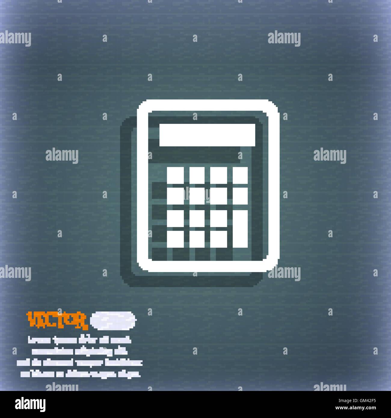 Calculator icon symbol on the blue-green abstract background with ...