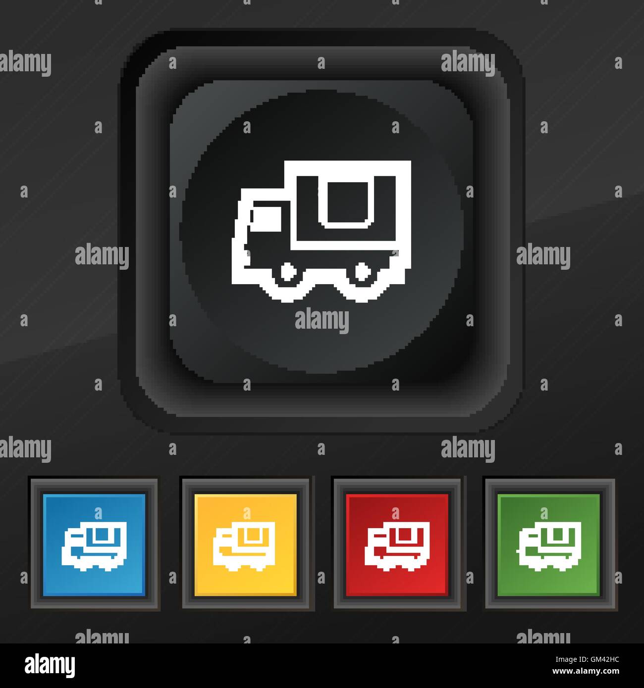 Delivery truck icon symbol. Set of five colorful, stylish buttons on ...