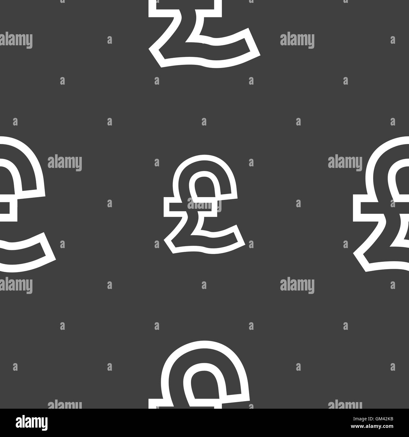 Pound Sterling icon sign. Seamless pattern on a gray background. Vector ...