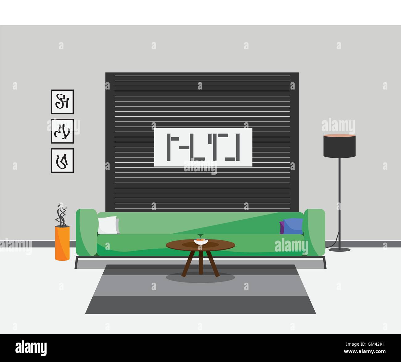 Living room interior Stock Vector Image & Art - Alamy