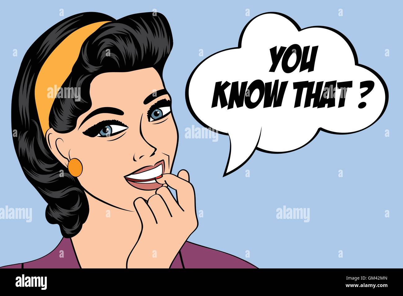 cute retro woman in comics style with message Stock Vector Image & Art ...