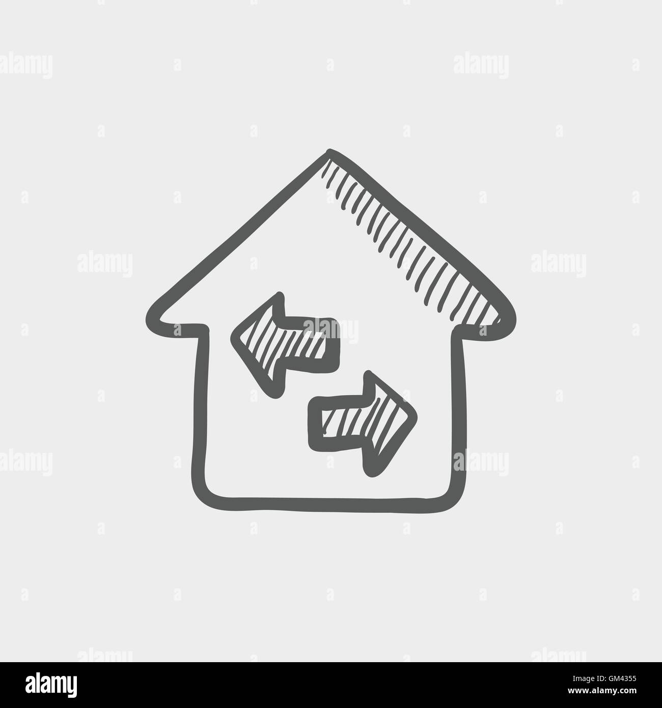 House with left and right arrow sketch icon Stock Vector Image & Art ...
