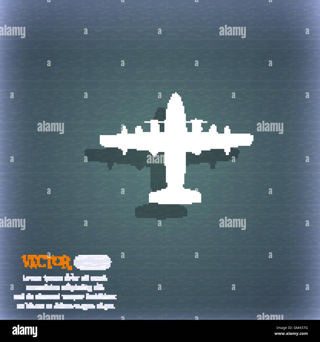 aircraft icon symbol on the blue-green abstract background with shadow ...