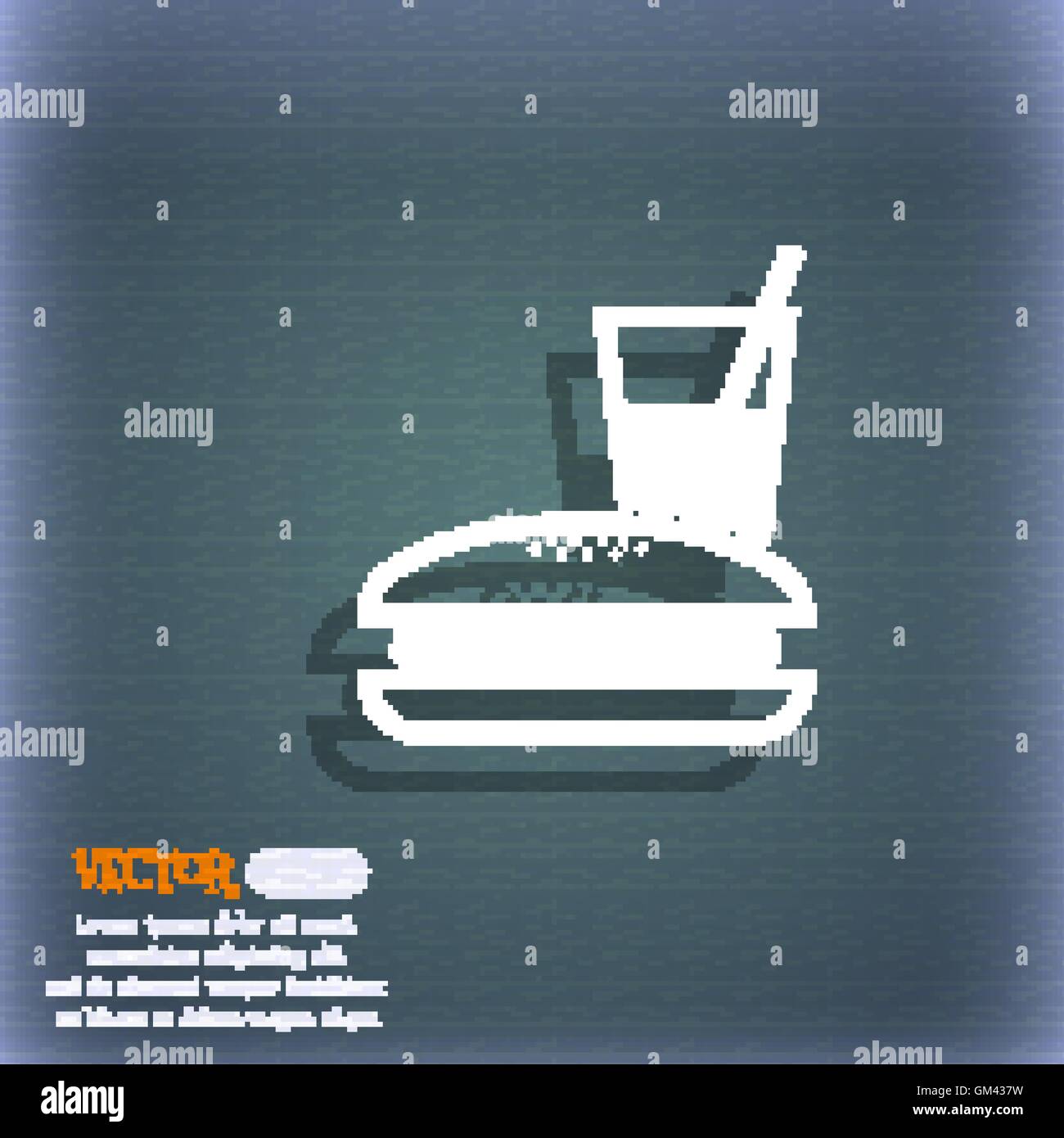 lunch box icon symbol on the blue-green abstract background with shadow ...