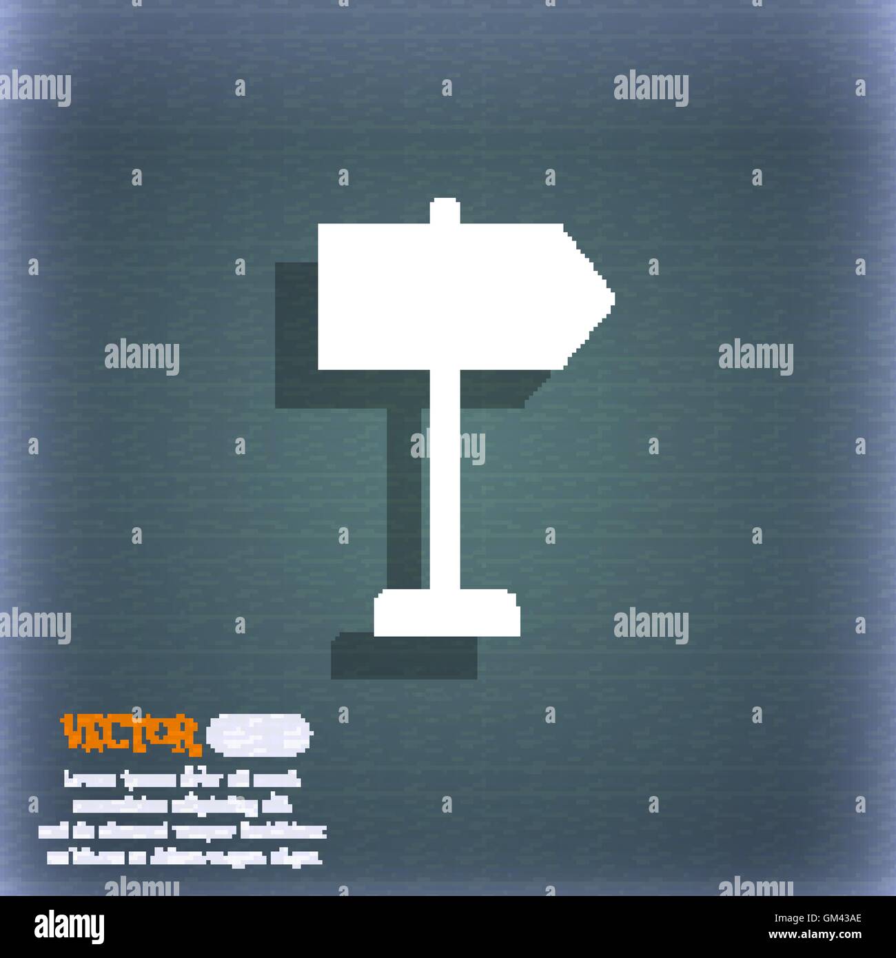 Signpost icon symbol on the blue-green abstract background with shadow ...