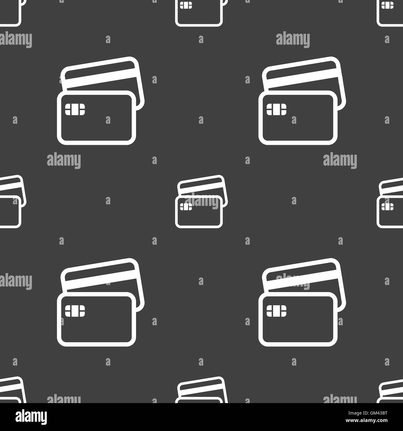 Credit card icon sign. Seamless pattern on a gray background. Vector ...