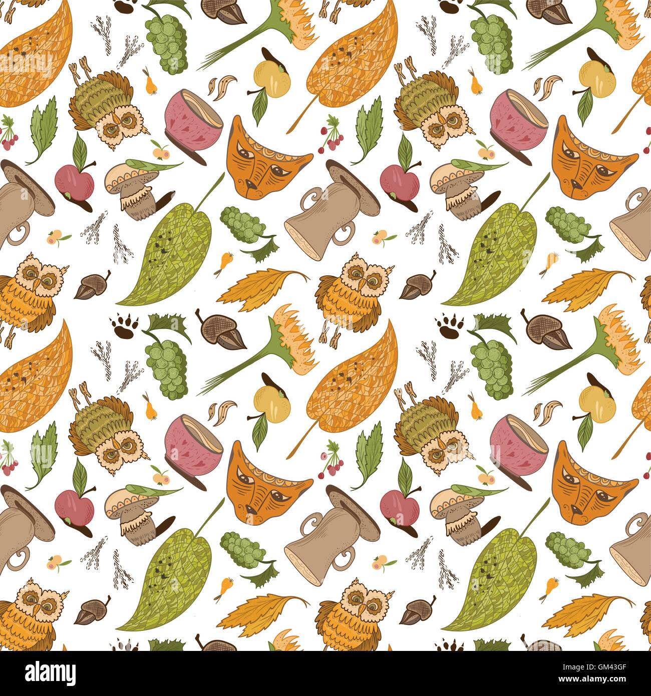 Vector Fall Sketch Pattern Stock Vector Image & Art - Alamy