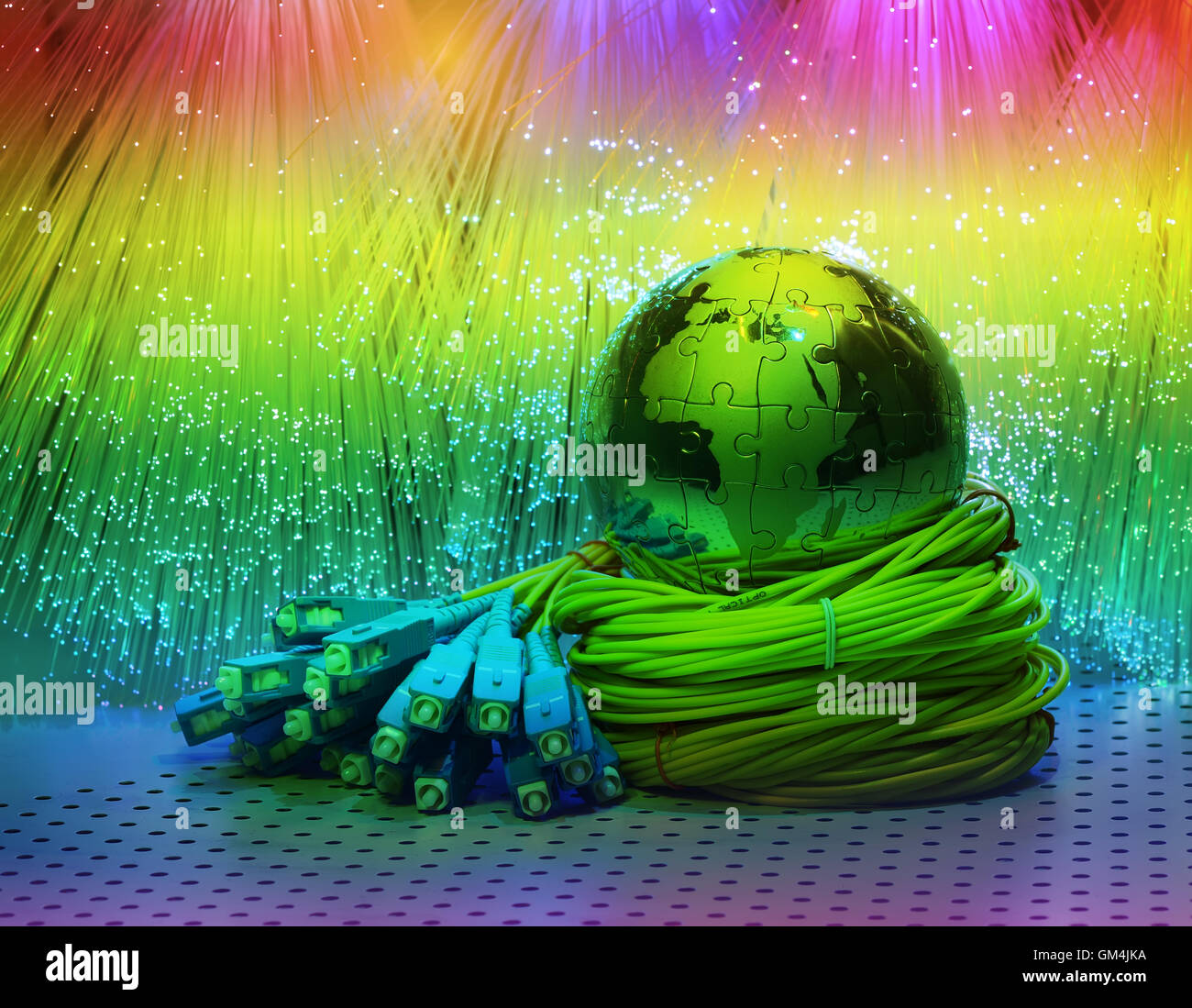 world map technology style against fiber optic background Stock Photo ...