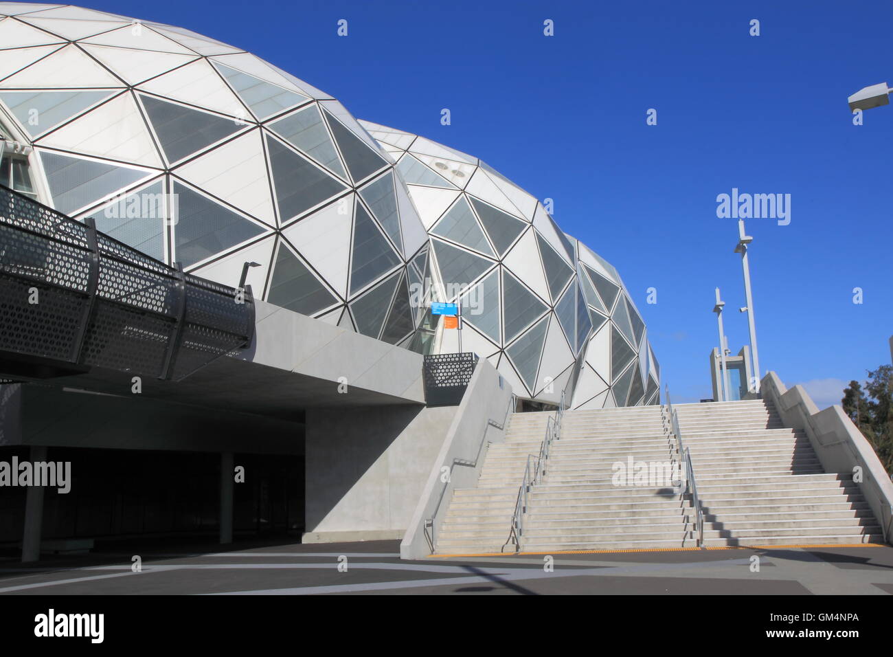 Melbourne Rectangular Stadium outer wall in Melbourne Australia Stock ...