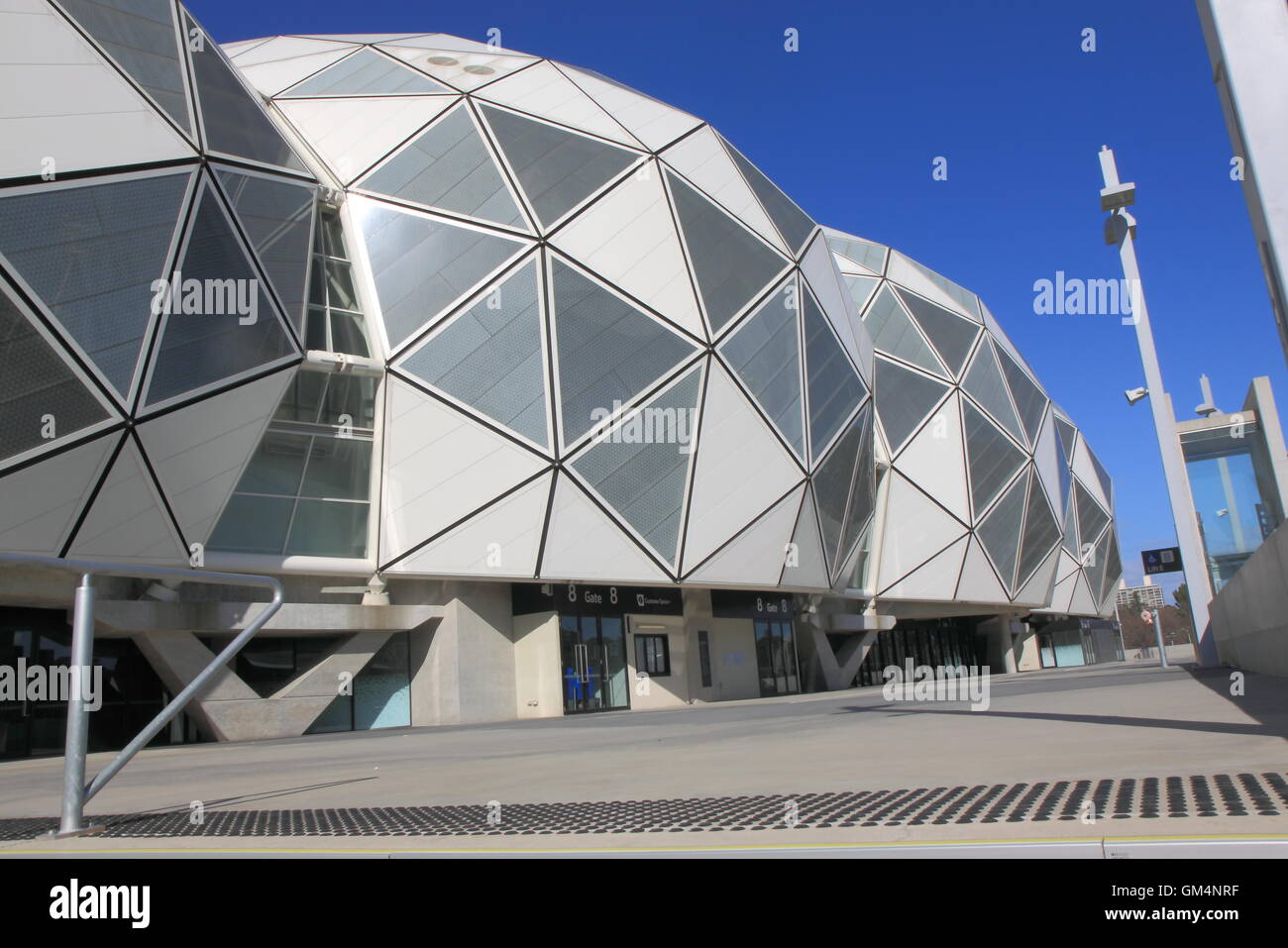 Melbourne Rectangular Stadium outer wall in Melbourne Australia Stock ...