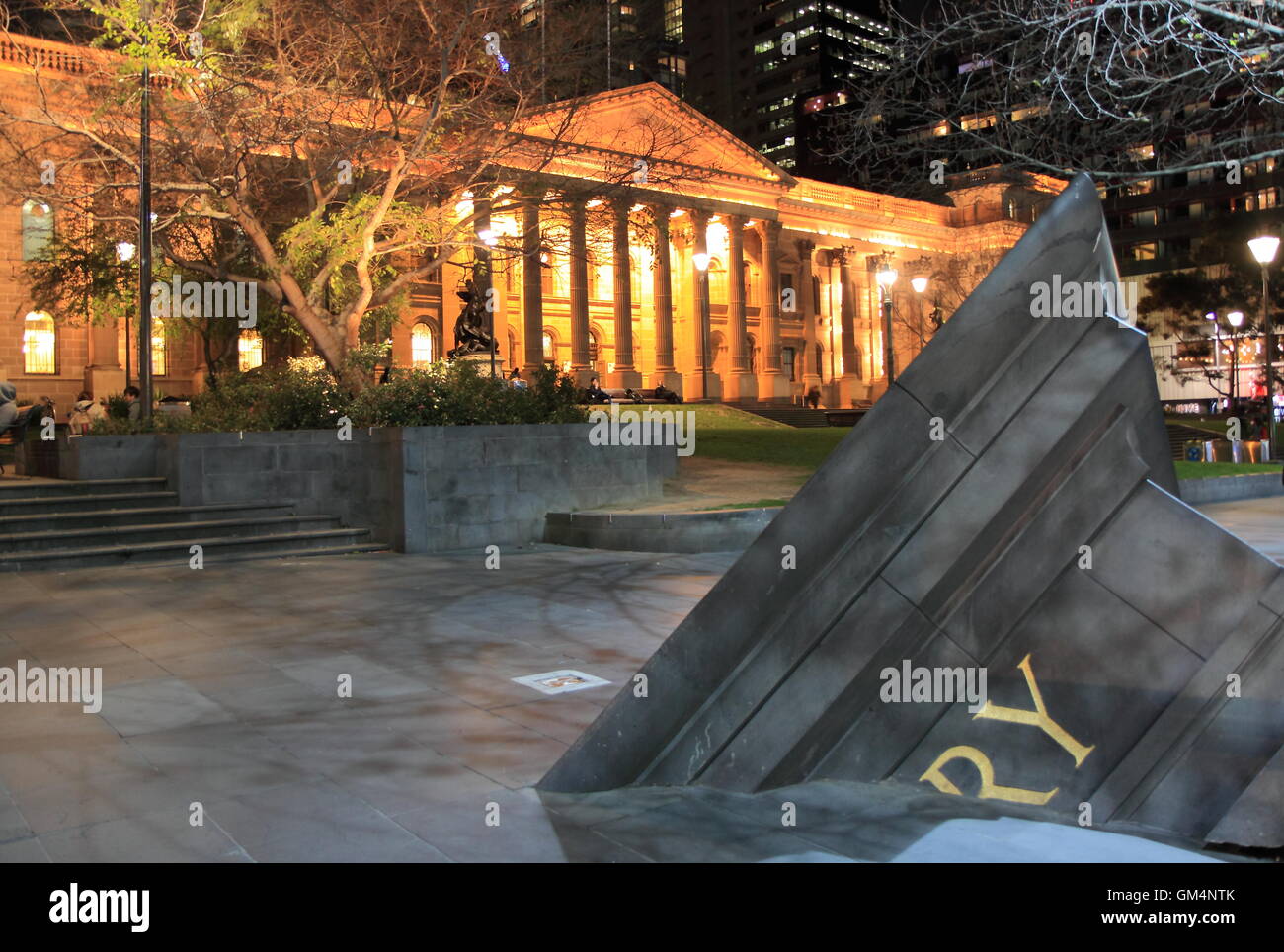 The State Library Melbourne by night in Melbourne Australia Stock Photo ...