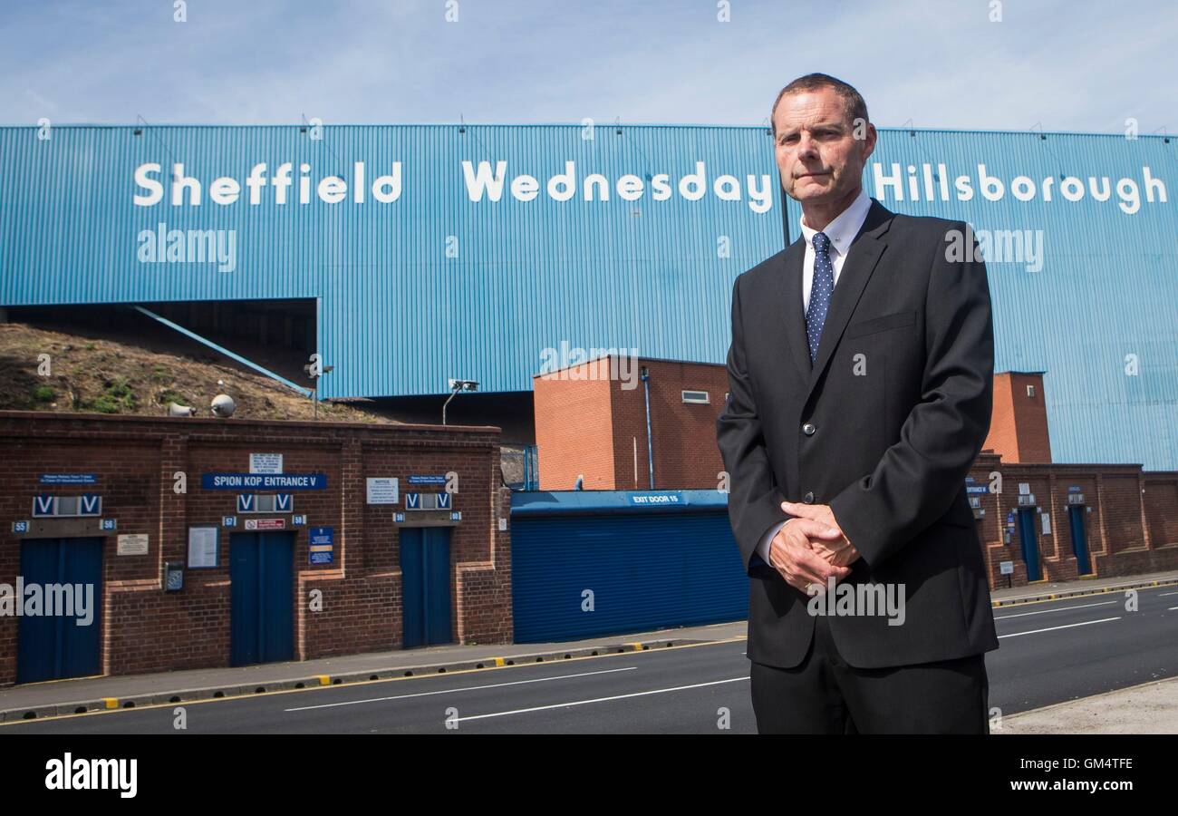 Detective Chief Superintendent Neil Malkin outside Hillsborough Stadium ...