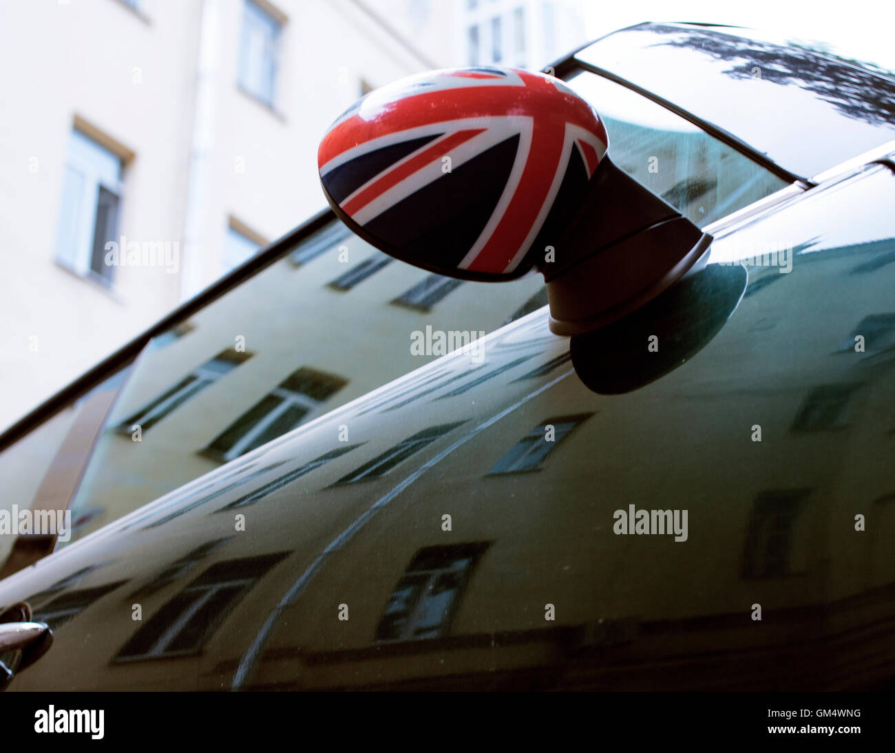 vintage car detail, concept of British Patriotism shown as flag on ...
