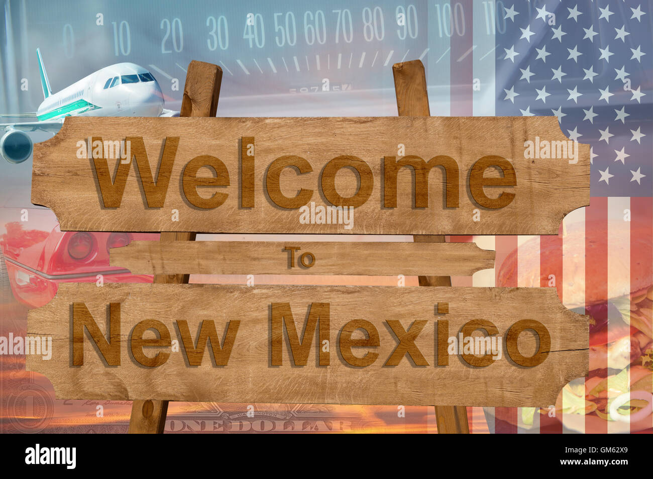 Welcome to New Mexico state in USA sign on wood, travell theme Stock ...
