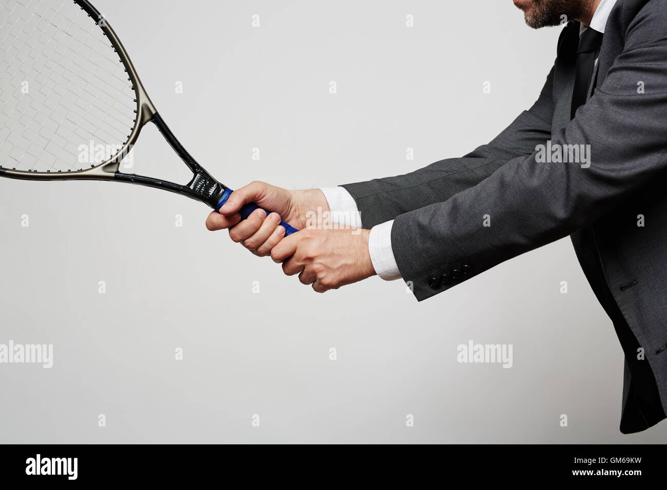 Man with racket Stock Photo - Alamy