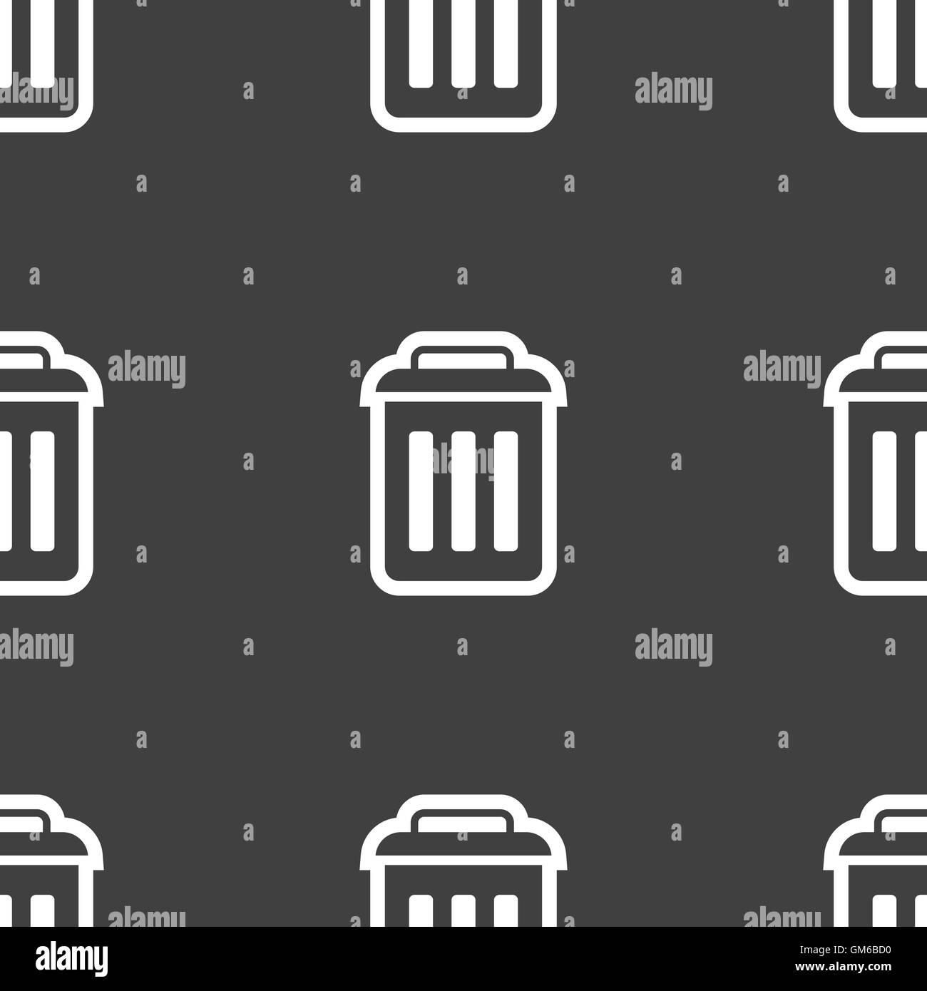 the trash icon sign. Seamless pattern on a gray background. Vector ...