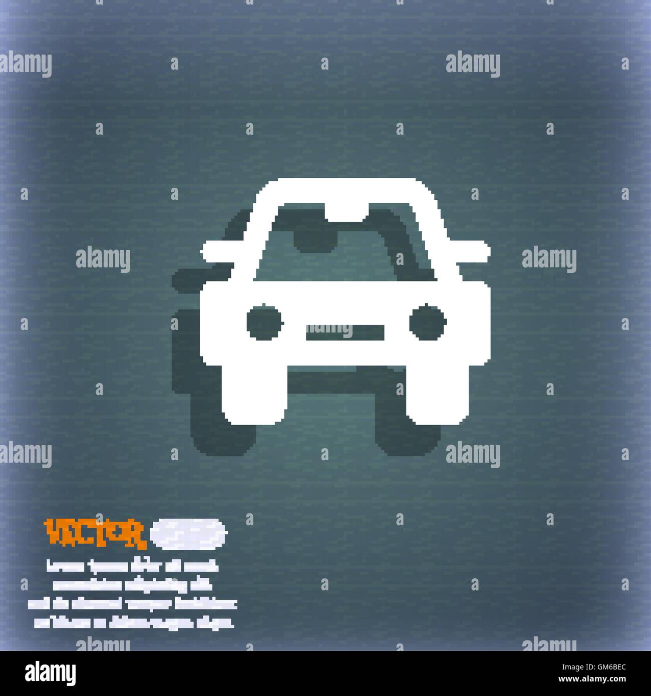 Auto icon symbol on the blue-green abstract background with shadow and ...