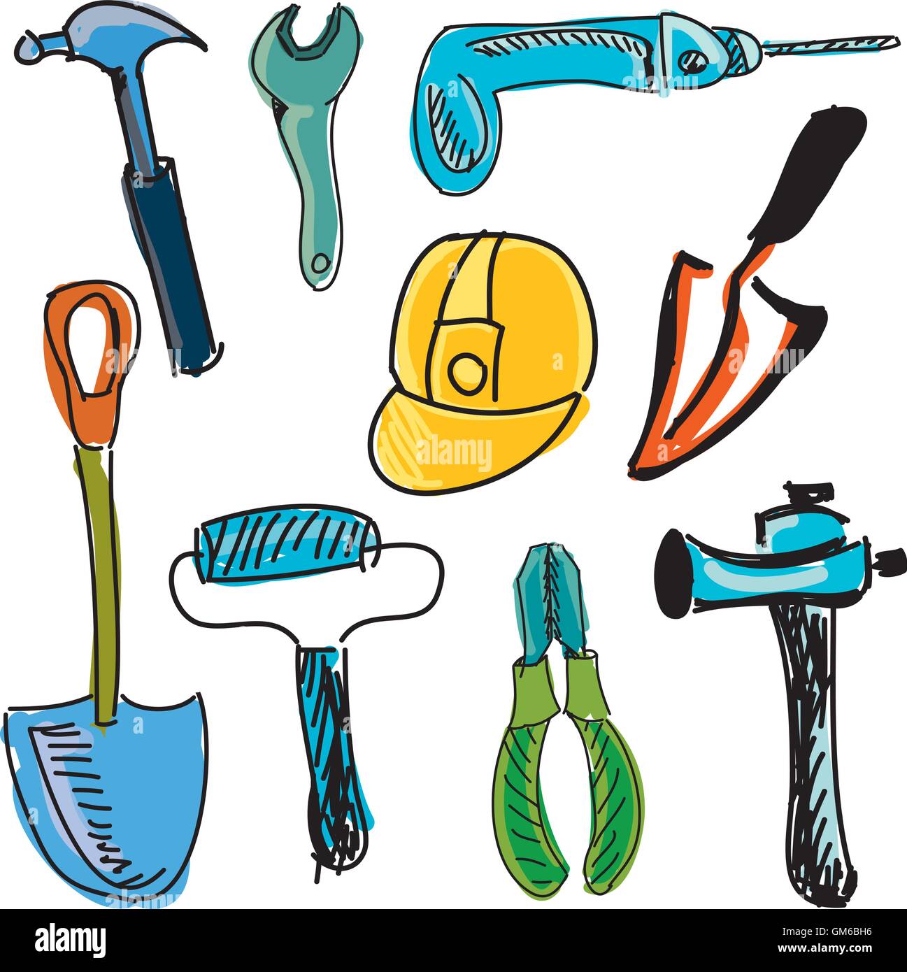 Drawn colored tools Stock Vector Image & Art - Alamy