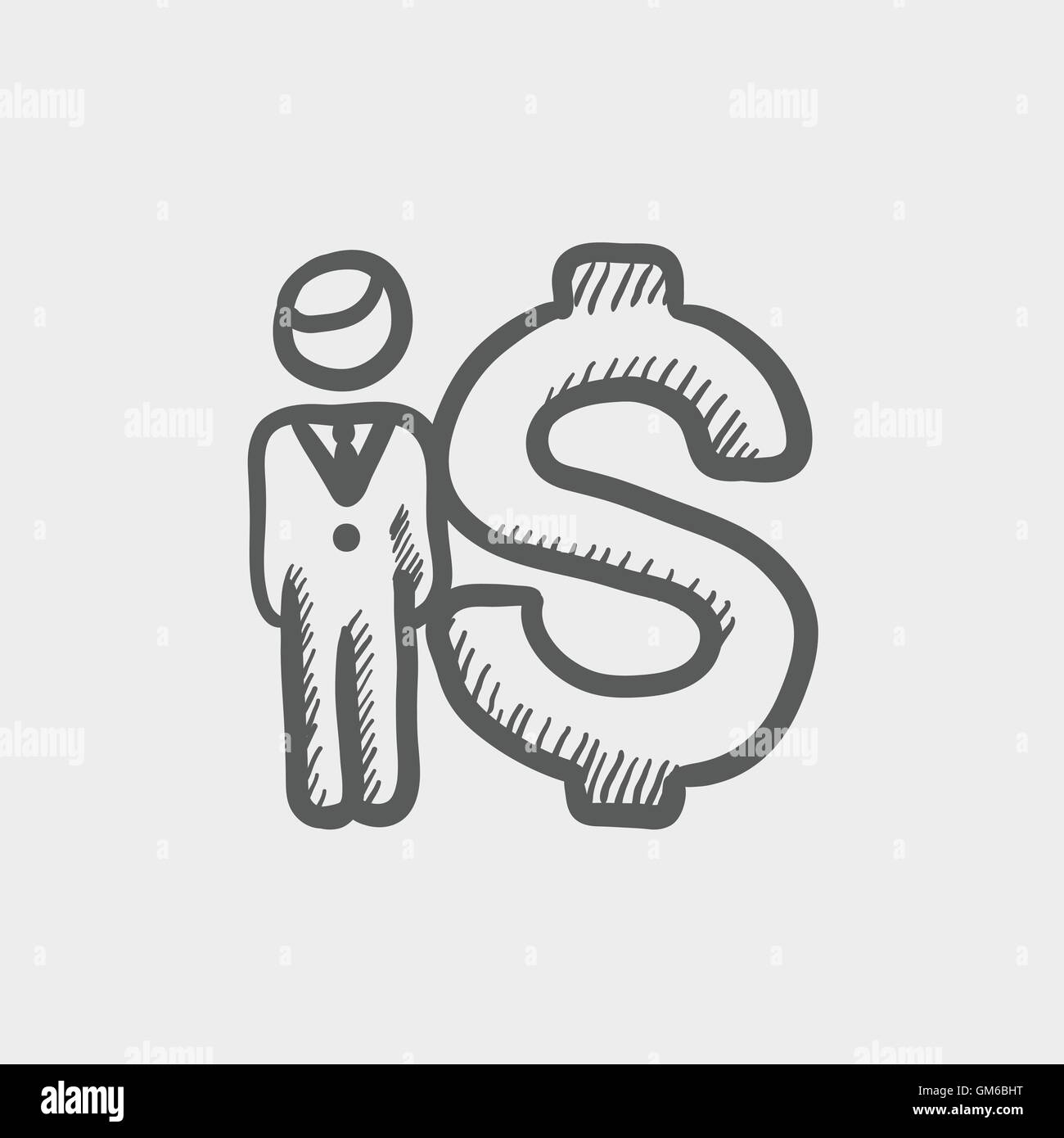 Man standing beside the US symbol sketch icon Stock Vector Image & Art ...