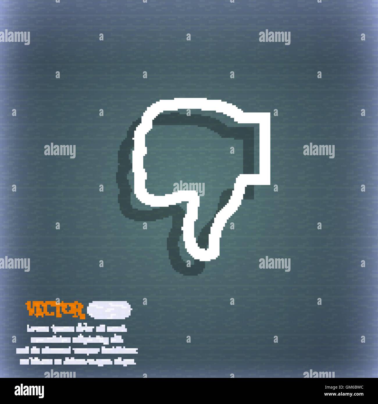 Dislike icon symbol on the blue-green abstract background with shadow ...