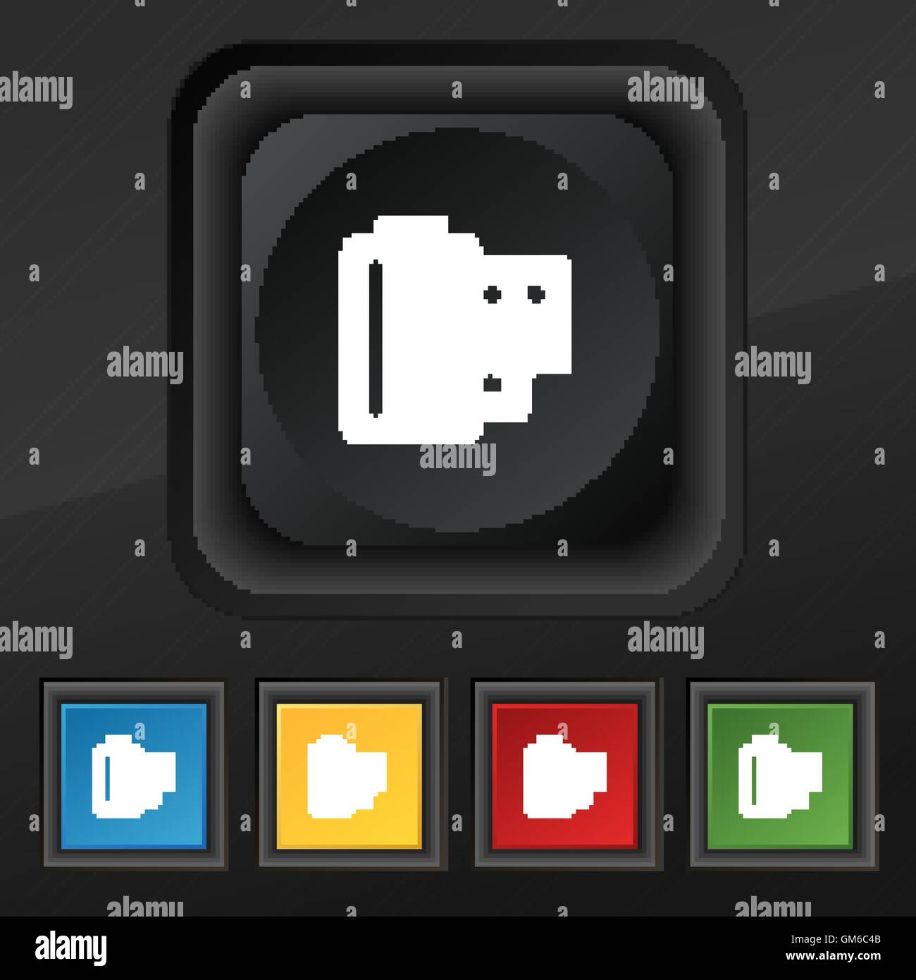 35 mm negative films icon symbol. Set of five colorful, stylish buttons ...