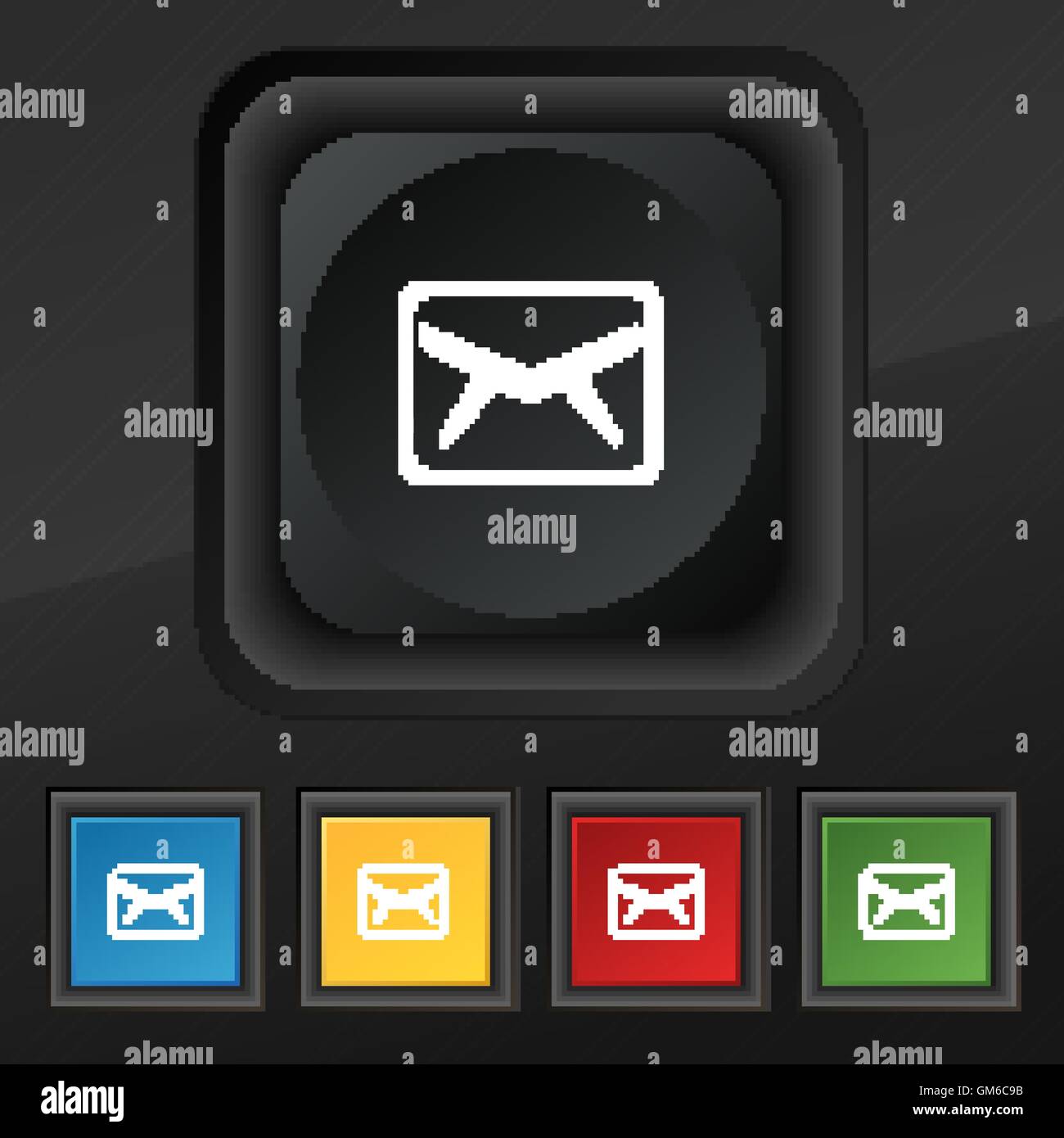 Mail, Envelope, Message icon symbol. Set of five colorful, stylish ...