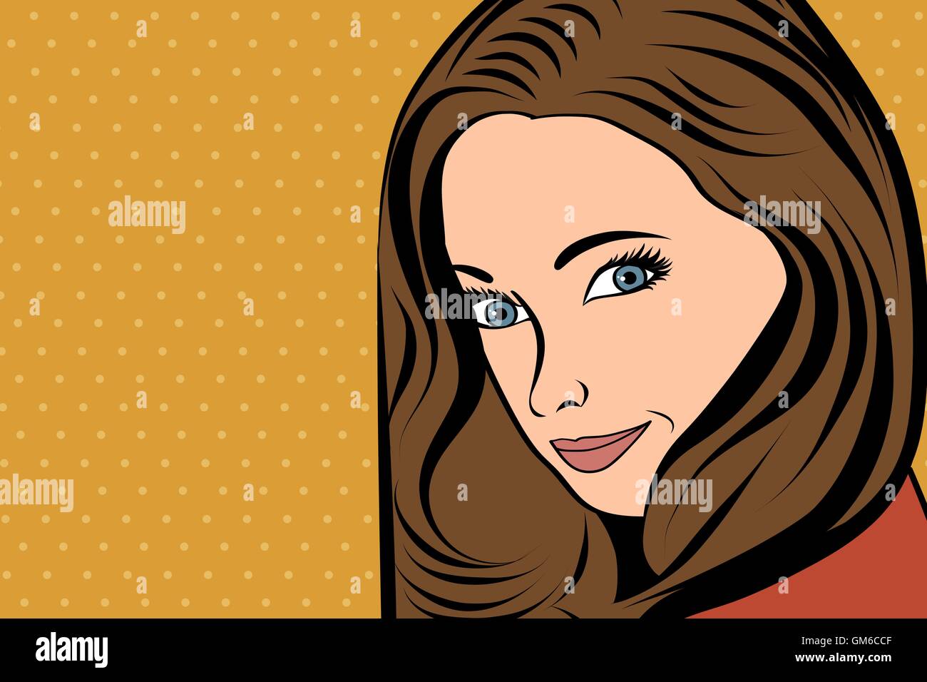 cute retro woman with long hair in comics style Stock Vector Image ...