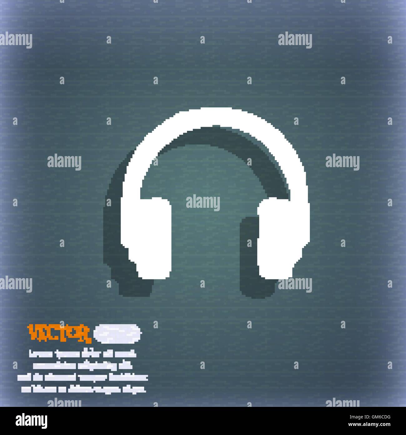 headsets icon symbol on the blue-green abstract background with shadow ...